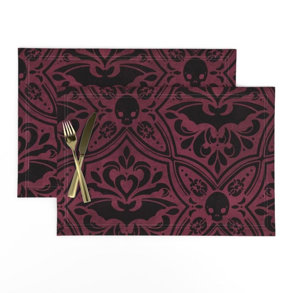 Gothic Victorian Placemats set of 2 Mephistophelean Damask - Etsy