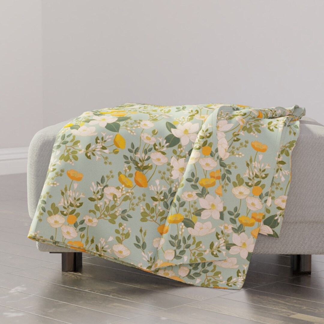 Cottagecore Throw Blanket Cloisonne Garden by Ceciliamok Botanical Duck ...