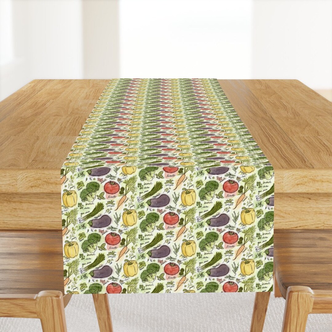 Colorful Vegetables Table Runner Veggies by Artbyjenbackman Watercolor ...