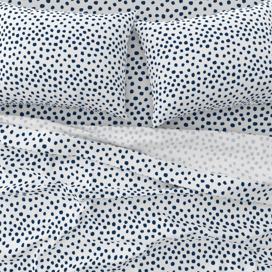 Polka Dot Sheets Navy Dots Painted Dot Spots by - Etsy