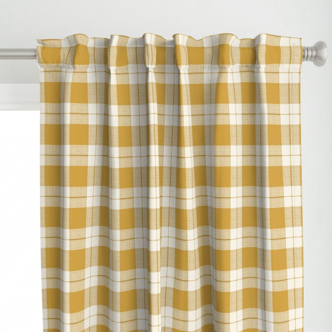 Mustard Yellow Check Curtain Panel Mustard Yellow by - Etsy