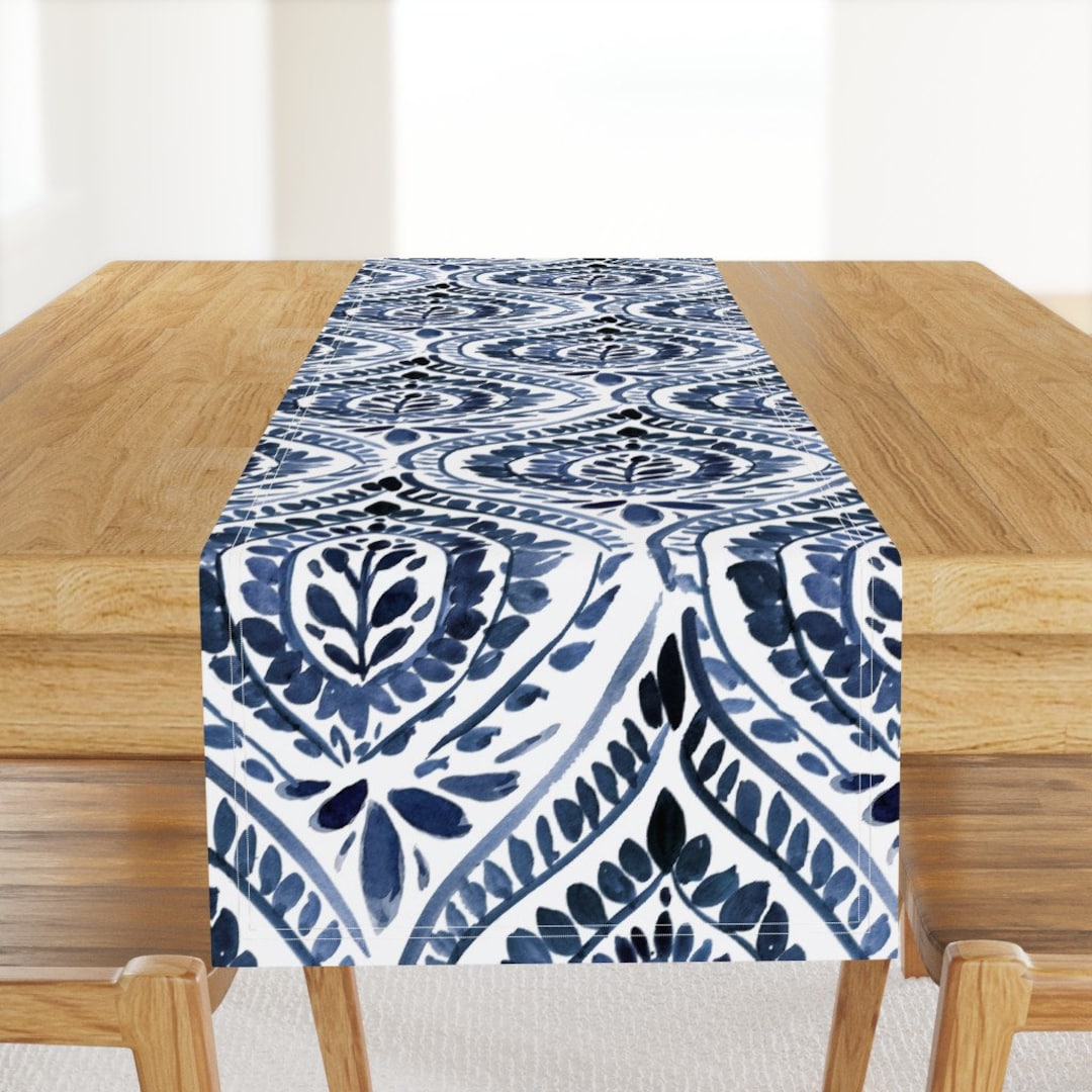 Indigo Blue Table Runner - Bohemian Foliage by Crystal_walen - Bohemian ...