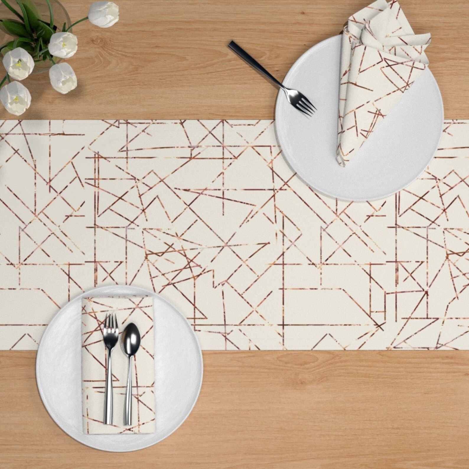 Geometric Table Runner Copper Angles Corners and Lines by - Etsy