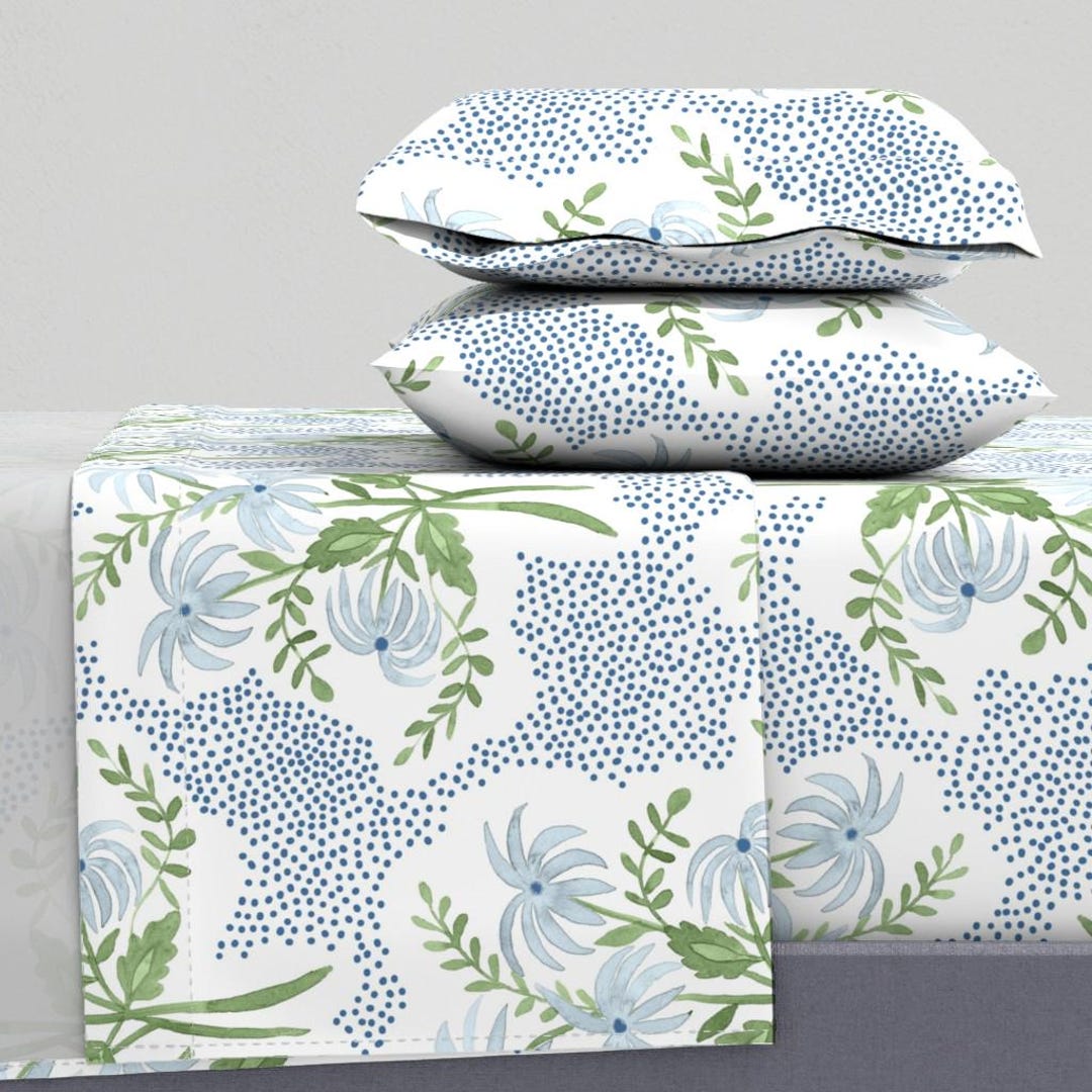 Preppy Blue Floral Sheets - Bouquet Blue by Danika_herrick - Pastel ...