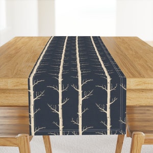 Woodland Table Runner - Forest Natural on Charcoal by Thistleandfox ...