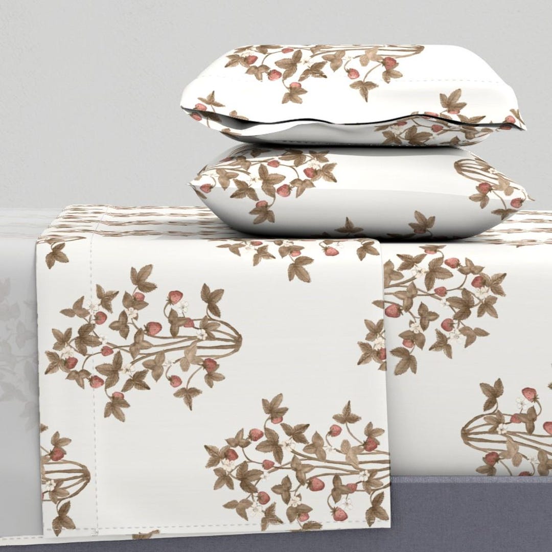 Modern Farmhouse Sheets - Strawberries Brown by Danika_herrick ...
