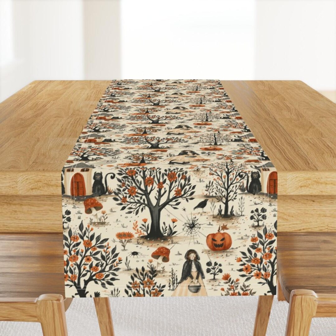 Haunted House Table Runner - Rustic Halloween Cottagecore Spooky ...