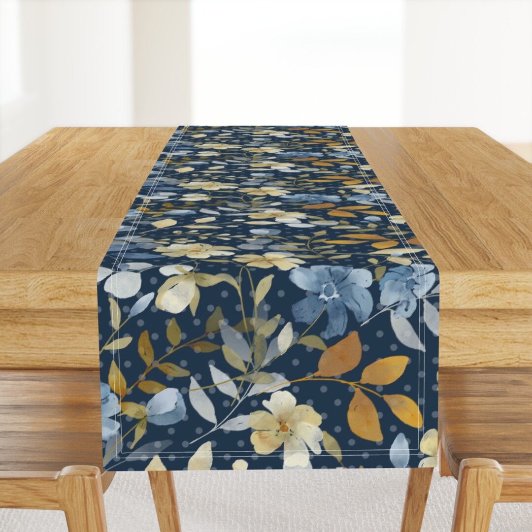 Blue Rustic Floral Table Runner Shabby Chic Floral by Kristeninstitches ...