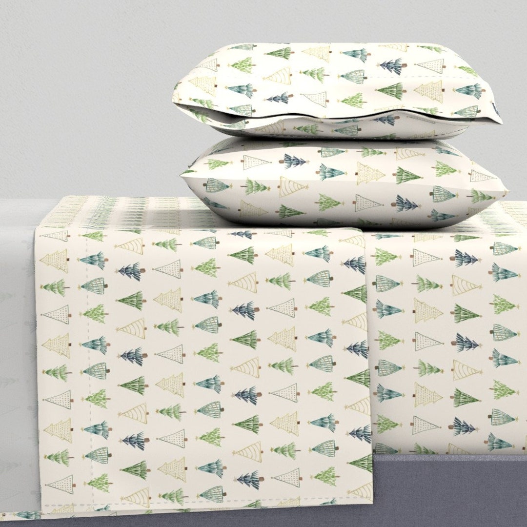 Neutral Pine Trees Sheets Boho Christmas Trees by Hipkiddesigns Green ...