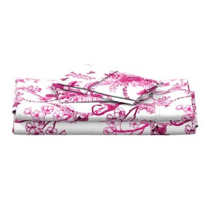 Maximalist Vintage Sheets - Chinoiserie by Pattern_garden - Bright Pink ...