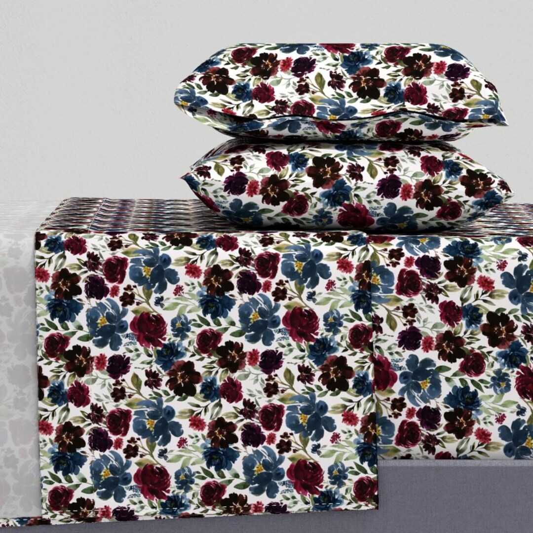 Bold Fall Floral Sheets - Scarlet Floral by Hipkiddesigns - Autumn ...