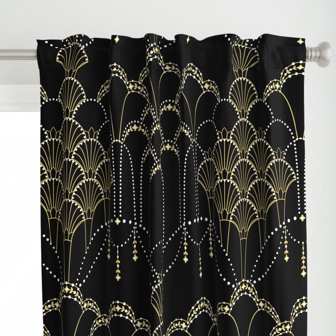 Black Art Deco Curtain Panel - Deco Lace by Hannahshields - 1920s ...