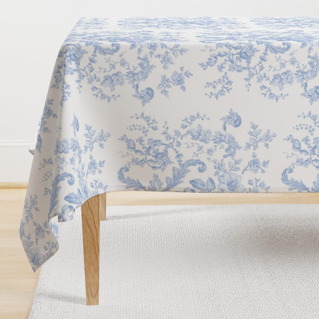 Grandmillennial Tablecloth - Faded Rococo White by Lilyoake ...