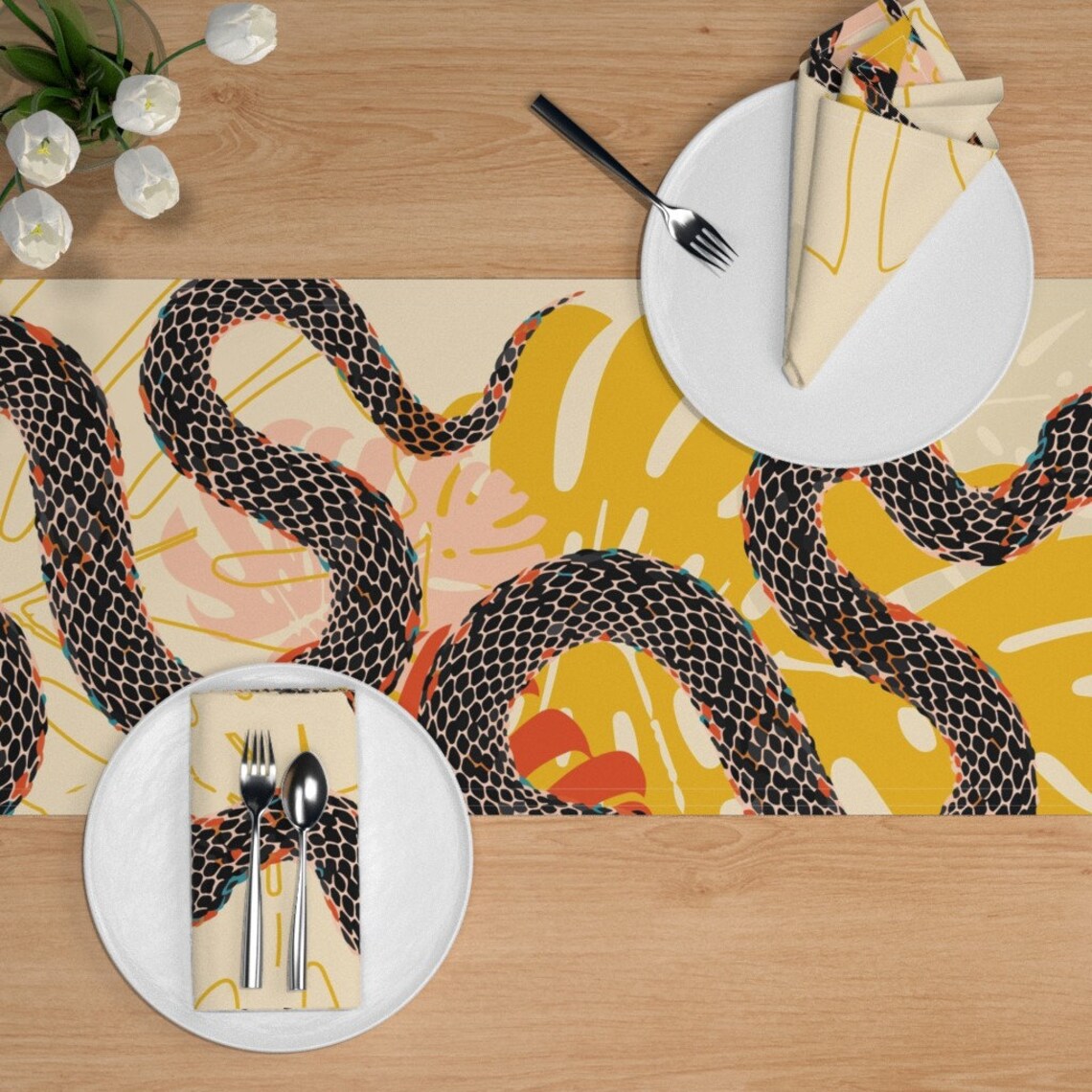 Tropical Snakes Table Runner Smooth Viper by Freethebold - Etsy