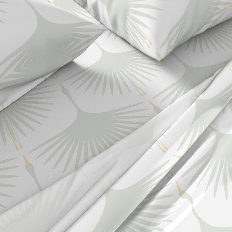 Art Deco Swan Sheets - Art Deco Swans by Katerhees - Gray Green White ...