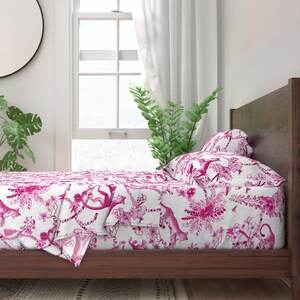 Maximalist Vintage Sheets - Chinoiserie by Pattern_garden - Bright Pink ...