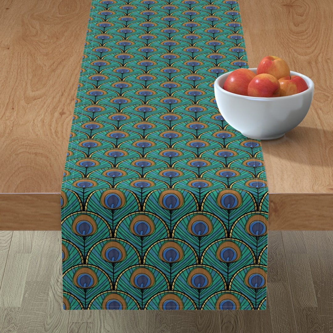 Art Deco Table Runner Peacock Art Deco Fan by Suzzincolour - Etsy