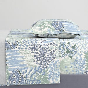 Botanical Meadow Sheets - Garden Bloom by Hufton_studio - Blue Flowers ...