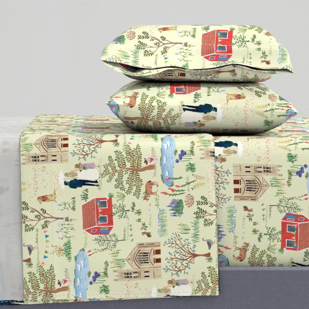 Sweden Toile Sheets Swedish Midsummer by Dasbrooklyn Fields Festivals ...