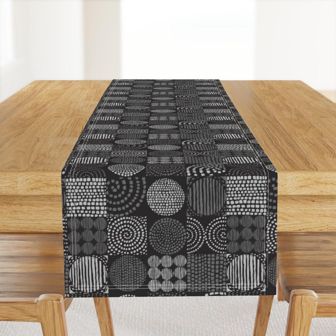 Modern Charcoal Table Runner - Gray Spirals by Carlo_atzei_illustration ...