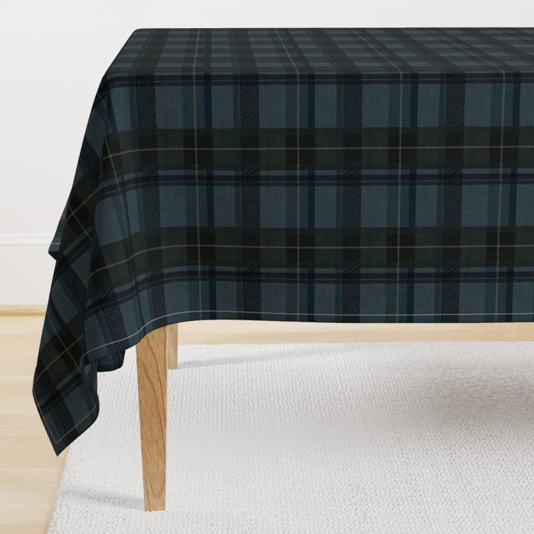 Dark Blue Check Tablecloth - Traditional Blue Tartan by Evelyns_fabrics ...
