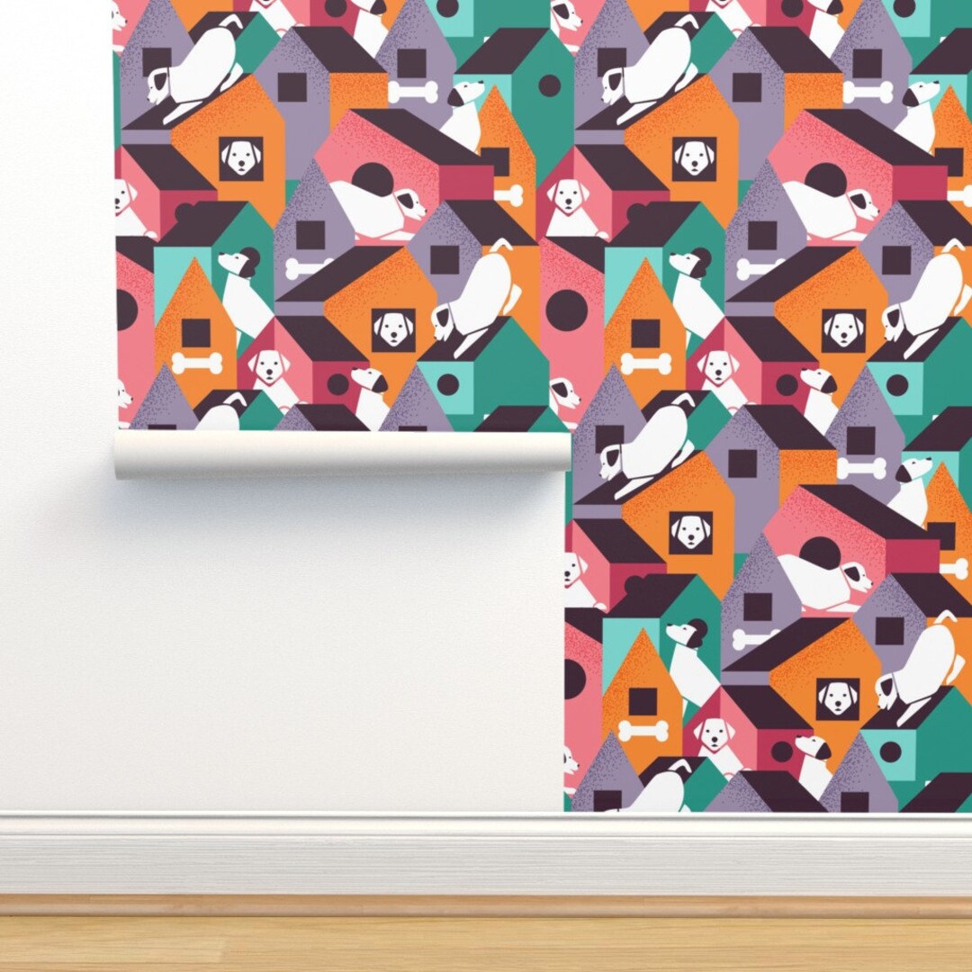 Bauhaus Dogs Commercial Grade Wallpaper Woof City by - Etsy