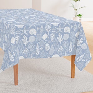 Nautical Seashell Tablecloth Coastal Treasures by Kimsa Coral Starfish ...