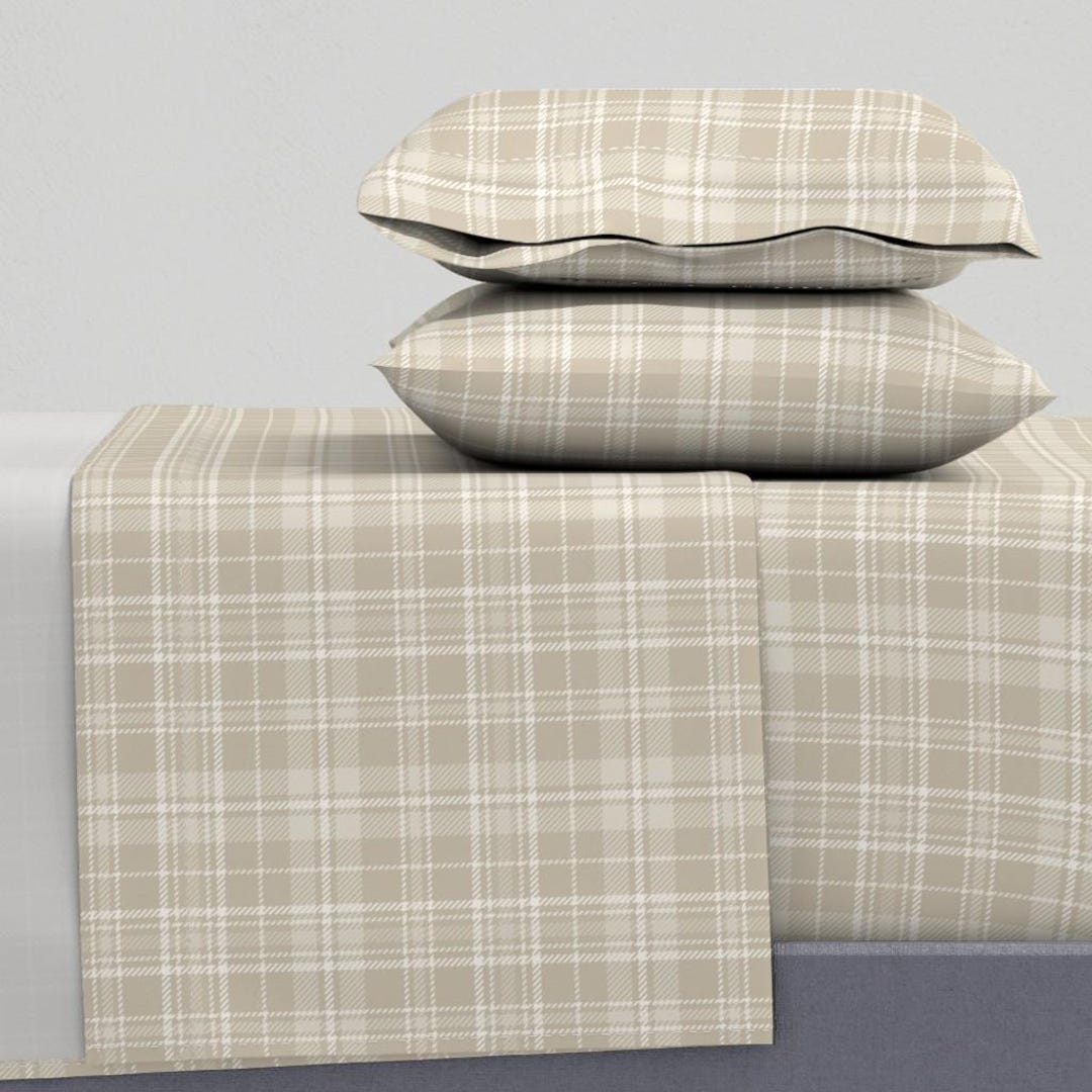 Neutral Plaid Sheets - Beige Tartan by Smokeinthewoods - Tan Beige ...
