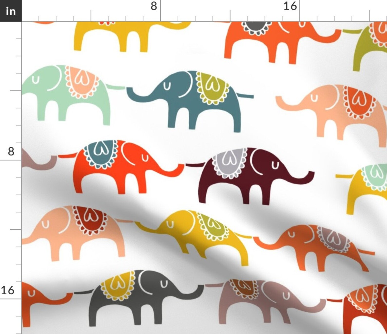 Colorful Elephant Curtain Panel Elephant March by Endemic - Etsy