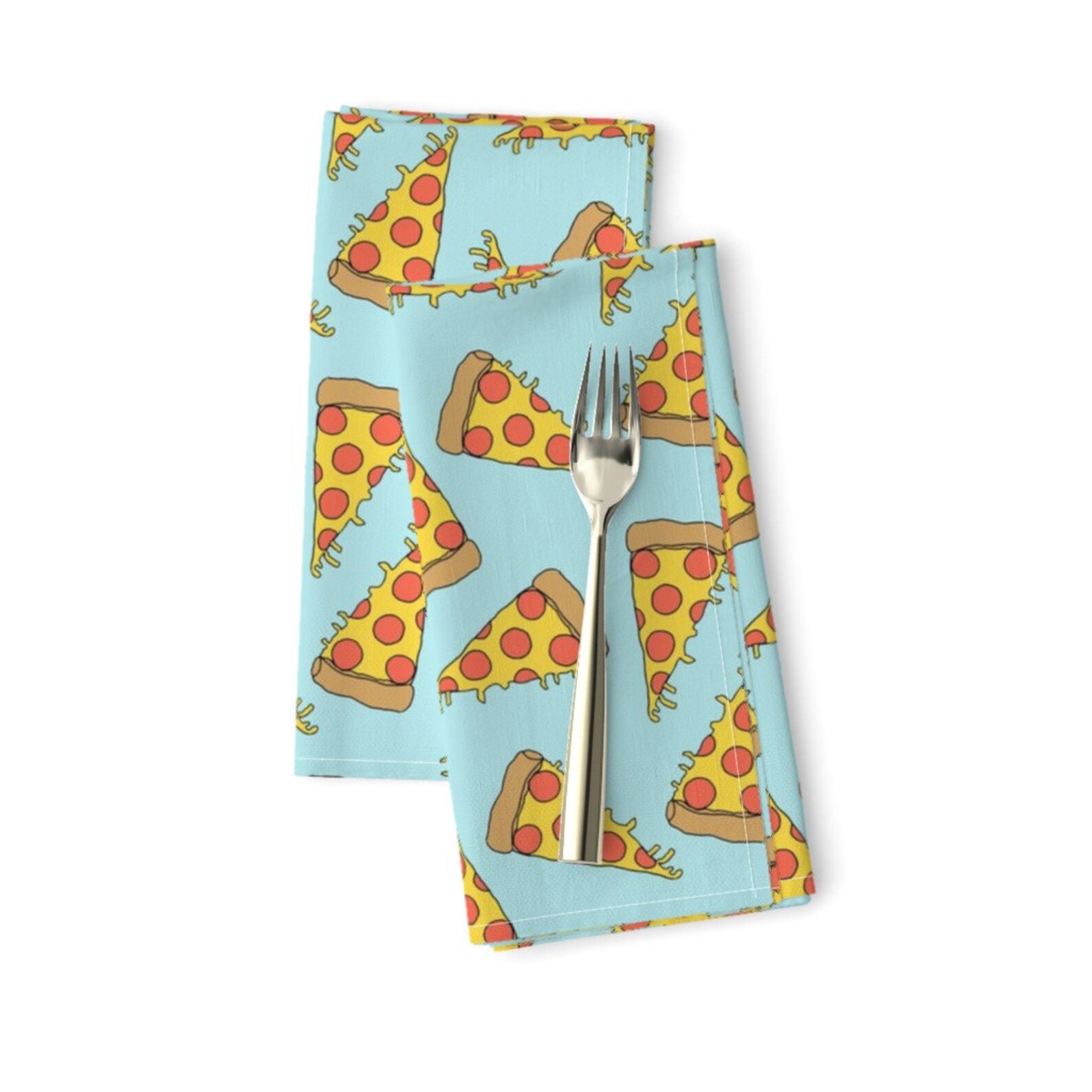 Pizza Party Dinner Napkins set of 2 Pizza on Light Blue by | Etsy