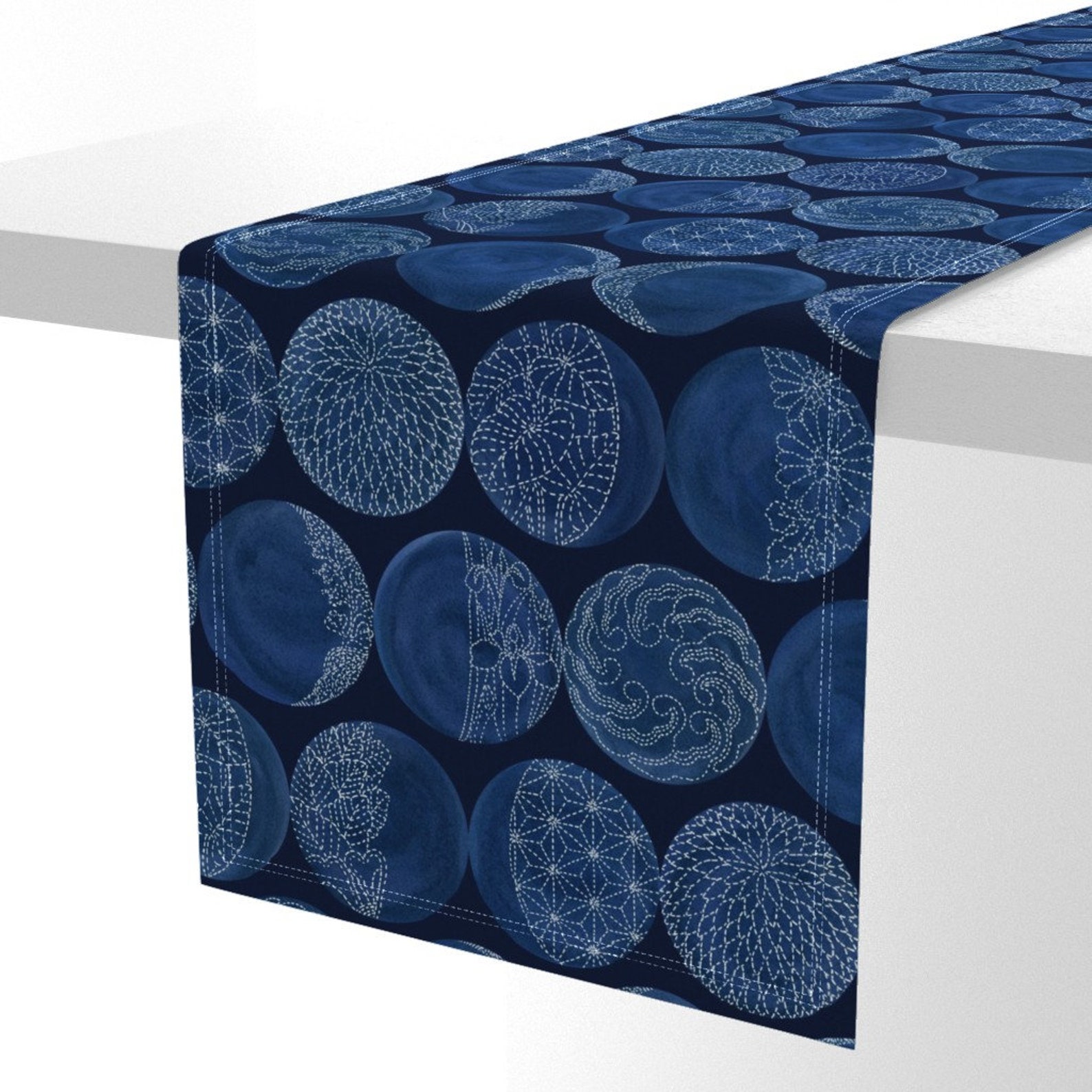 Japanese Inspired Table Runner Sashiko Moon Phases by Hnldesigns ...