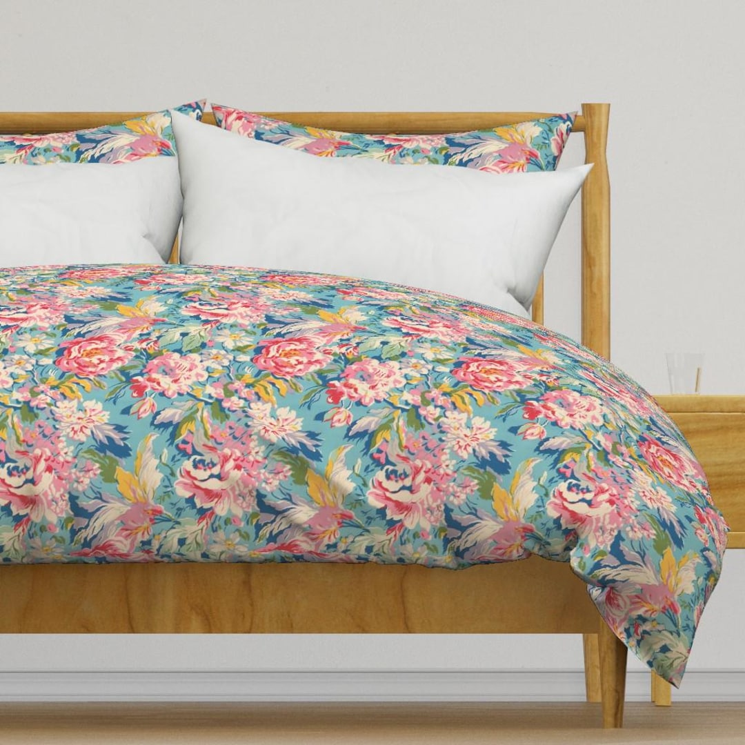 Pink Blue Roses Bedding - Meadow Haven by Whitneyenglish - Colorful ...