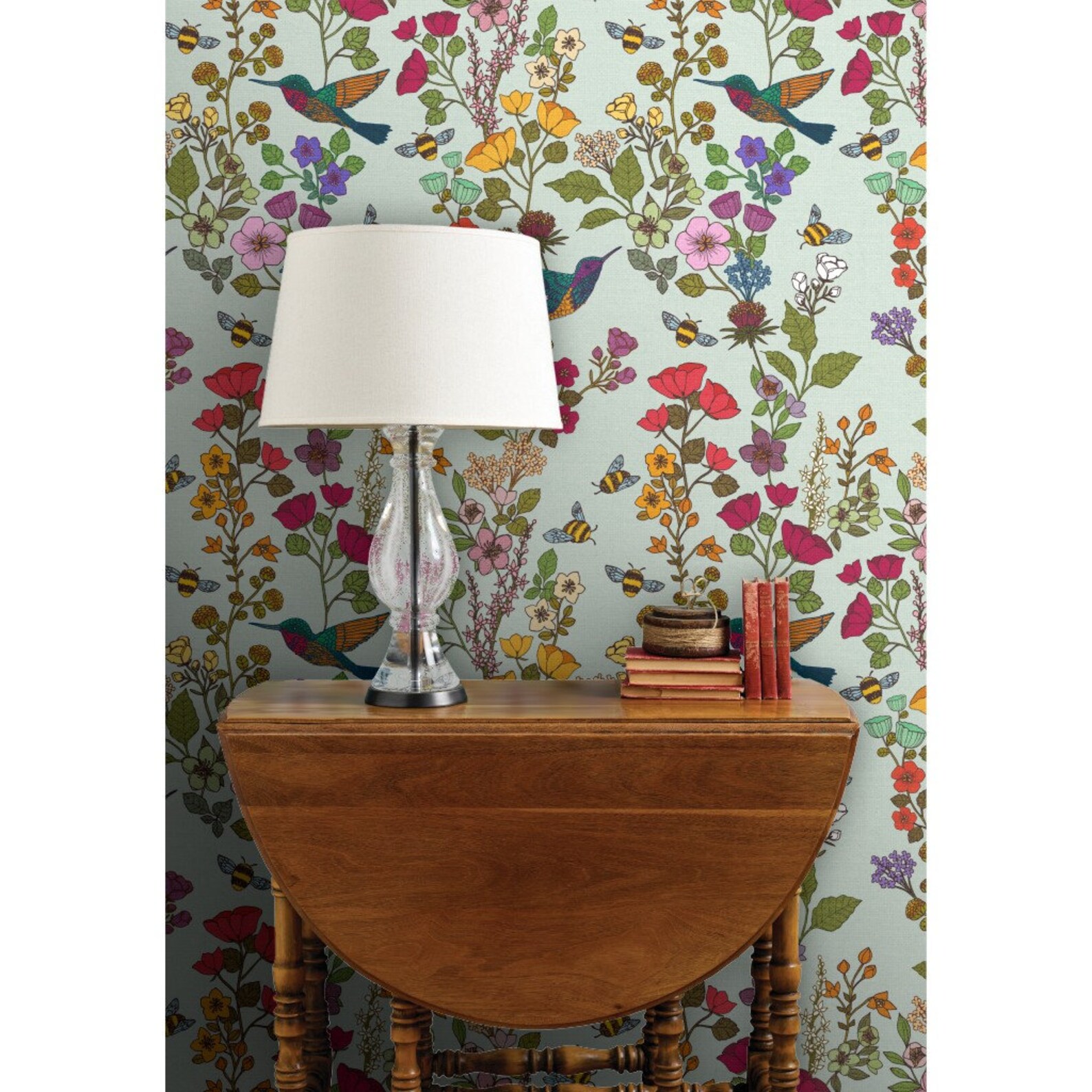 Victorian Non-pasted Wallpaper Hummingbird Garden Traditional ...