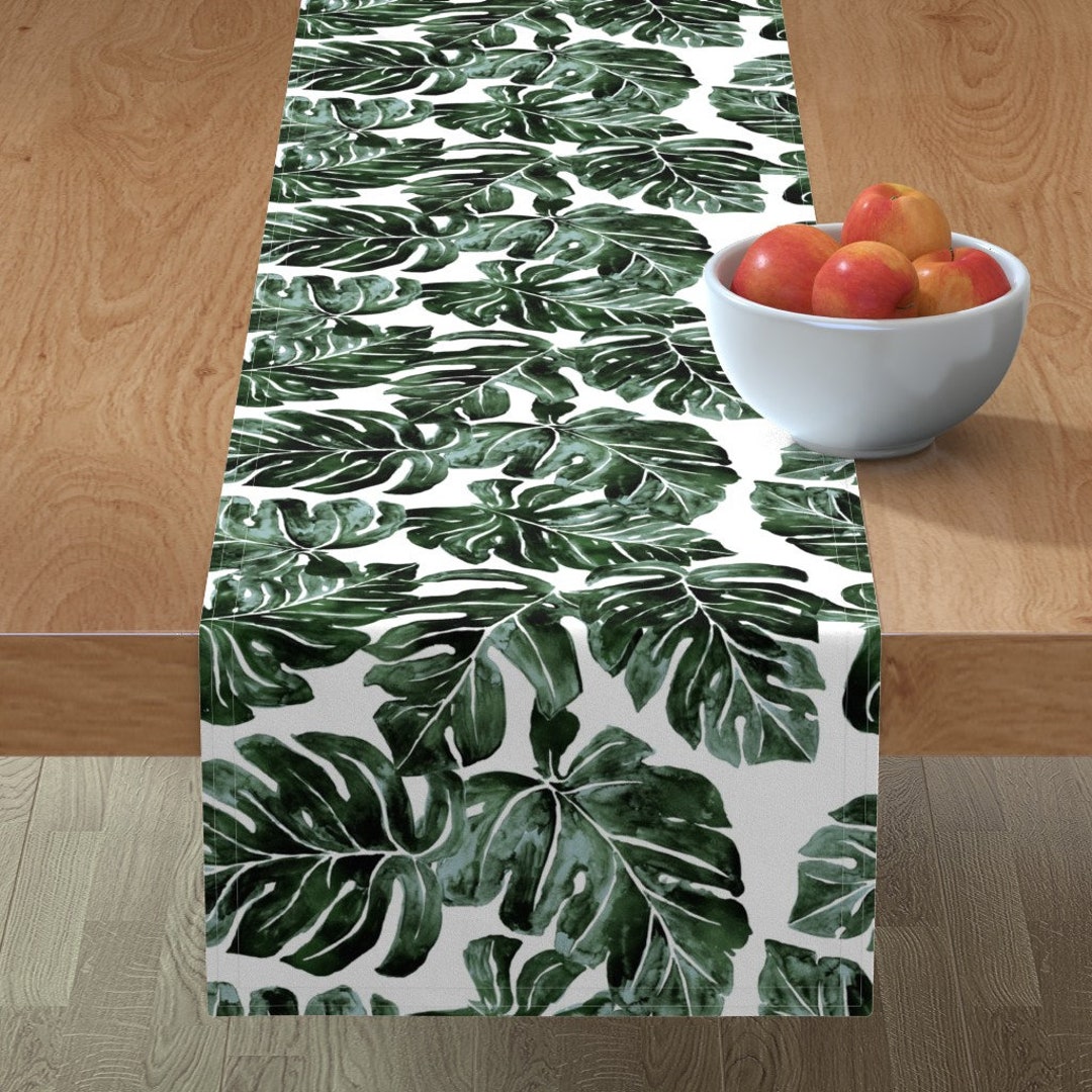 Leaves Table Runner Jungle Monstera Leaves_deep by - Etsy
