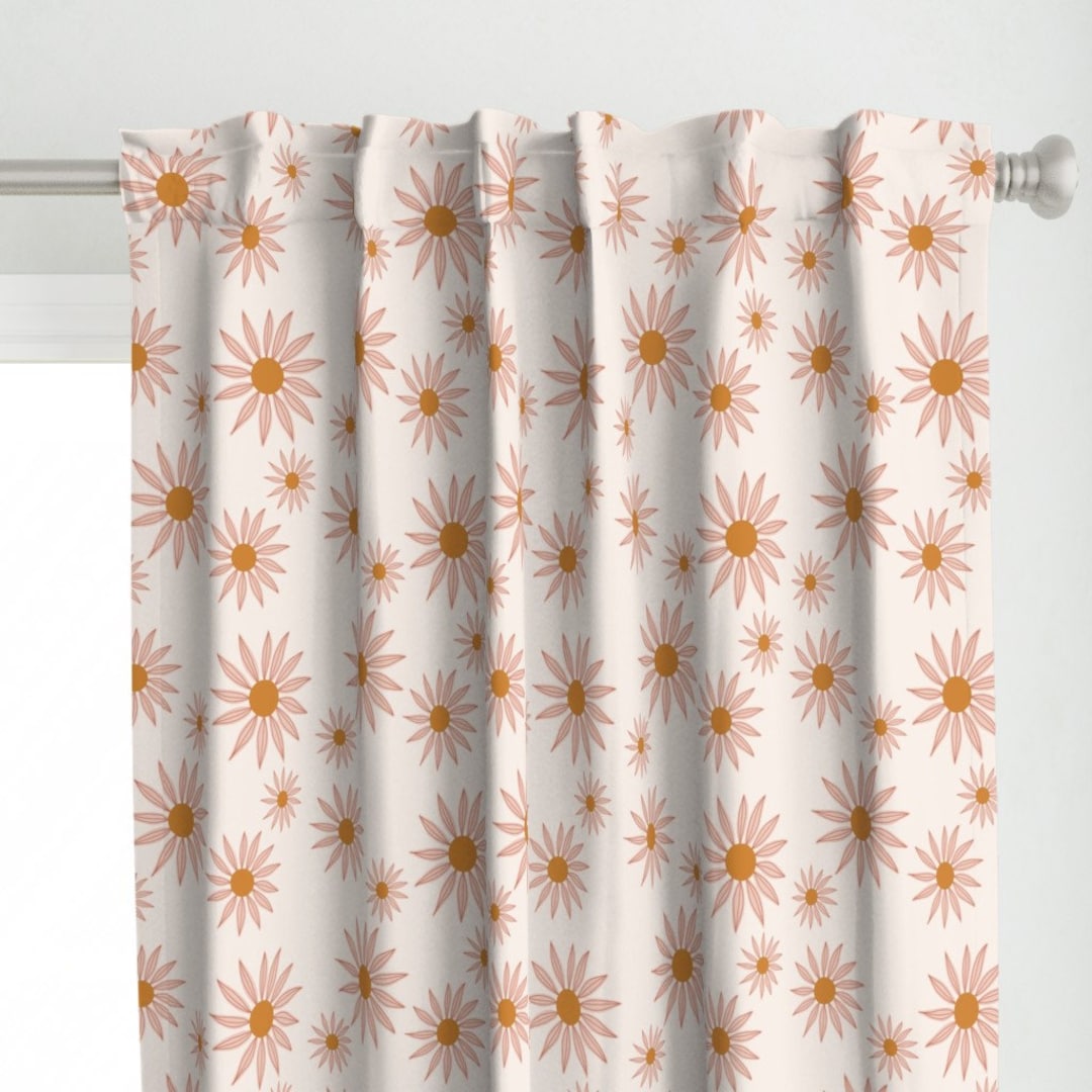 Vintage Daisies Curtain Panel Retro Scattered Floral by - Etsy