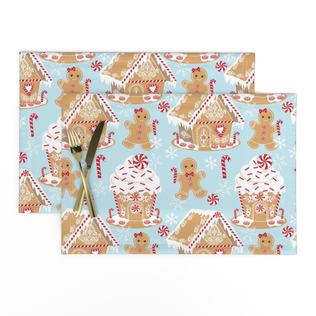 Christmas Placemats set of 2 Gingerbread Houses by Hotpinkstudio ...