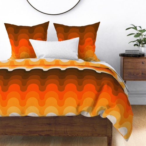 Retro Duvet Cover Tweedy Seventies Ogee 1970s by Ottomanbrim - Etsy