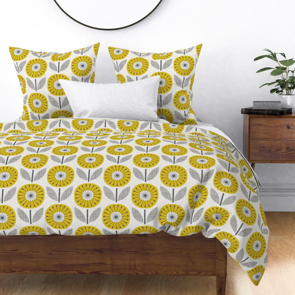 Mid Century Modern Bedding - Sunny Winter Blooms by Ottomanbrim - Retro ...