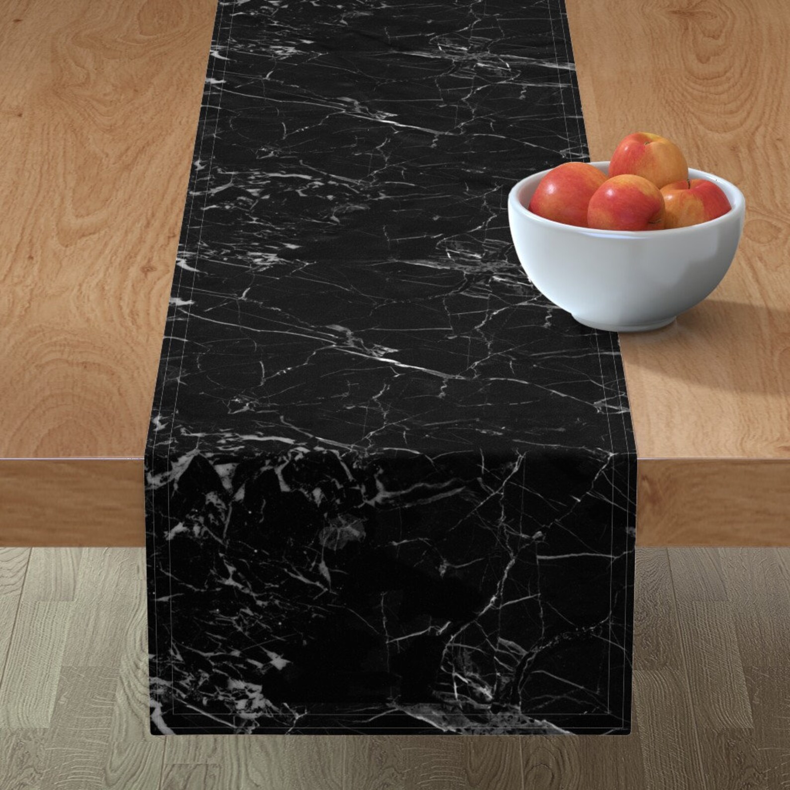Black and White Table Runner Black Marble by Kaeselotti - Etsy