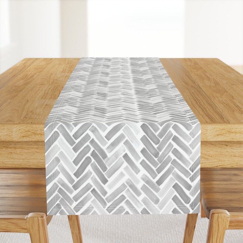 Gray Chevron Table Runner - Etsy