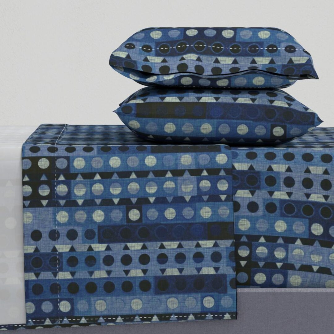 Moon Phase Sheets - Lunation by Ormolu - Shibori Style Dark Indigo ...