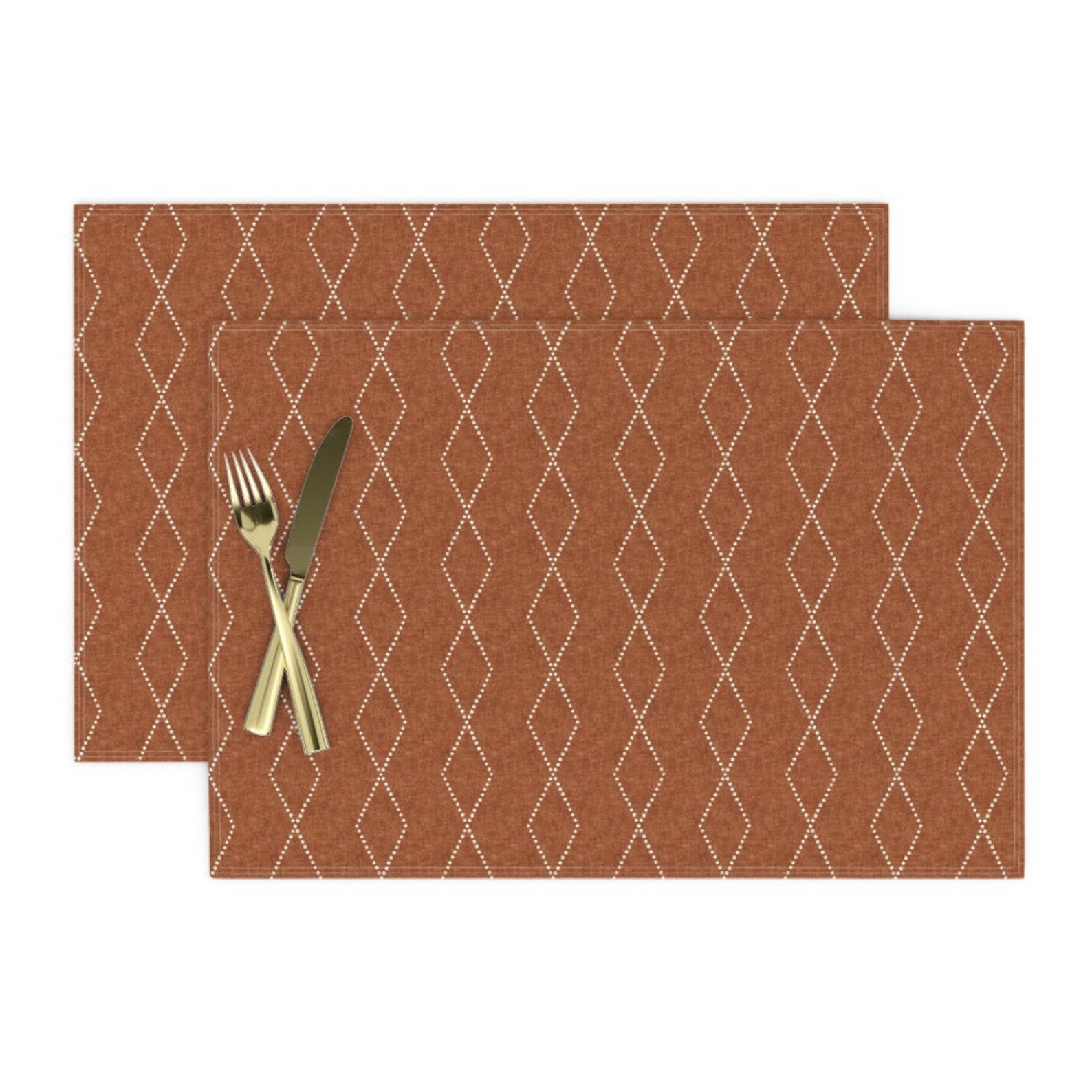 Geometric Diamond Placemats Set of 2 Rust Diamonds by | Etsy