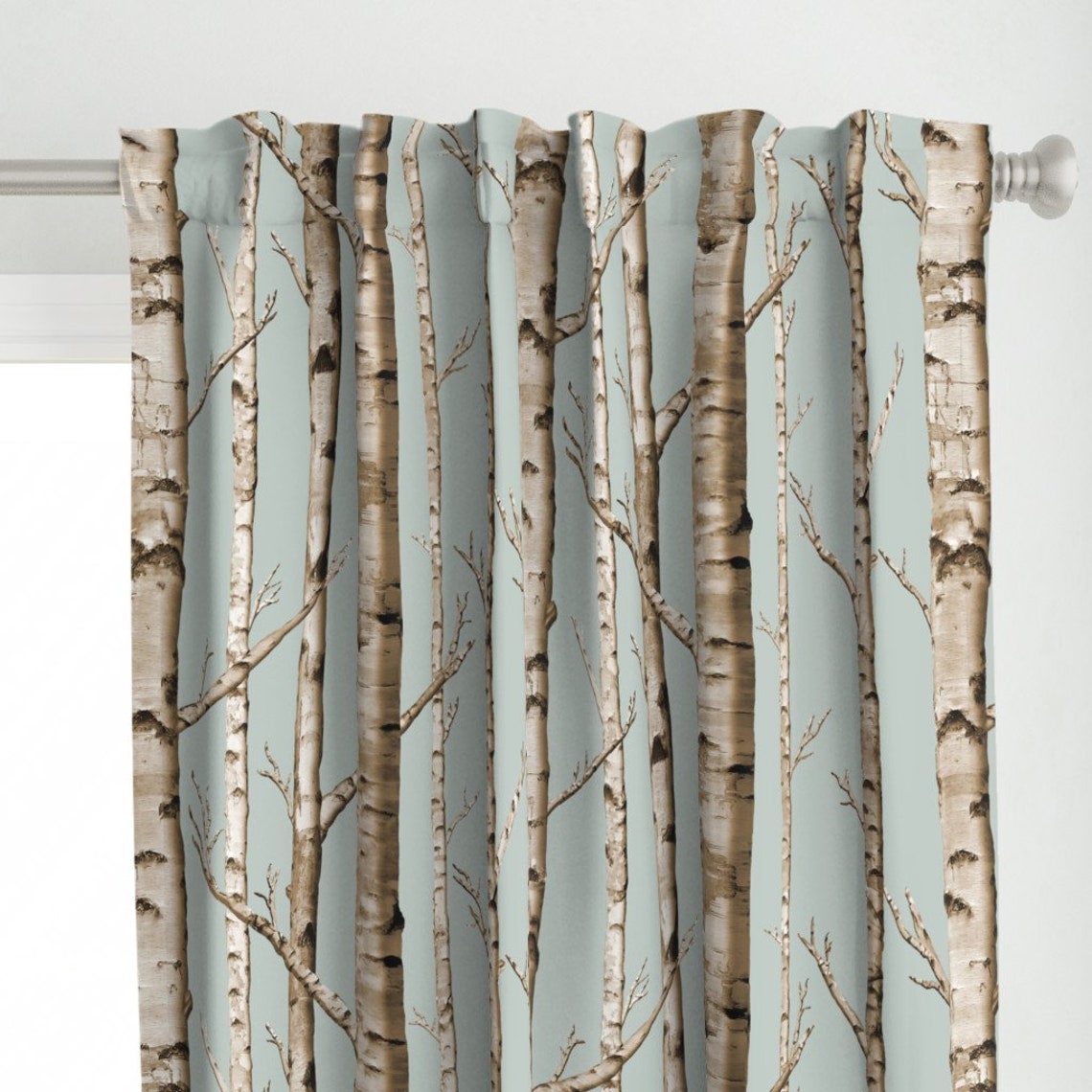 Rustic Trees Curtain Panel - Birch Grove Birch Forest Trees Custom ...