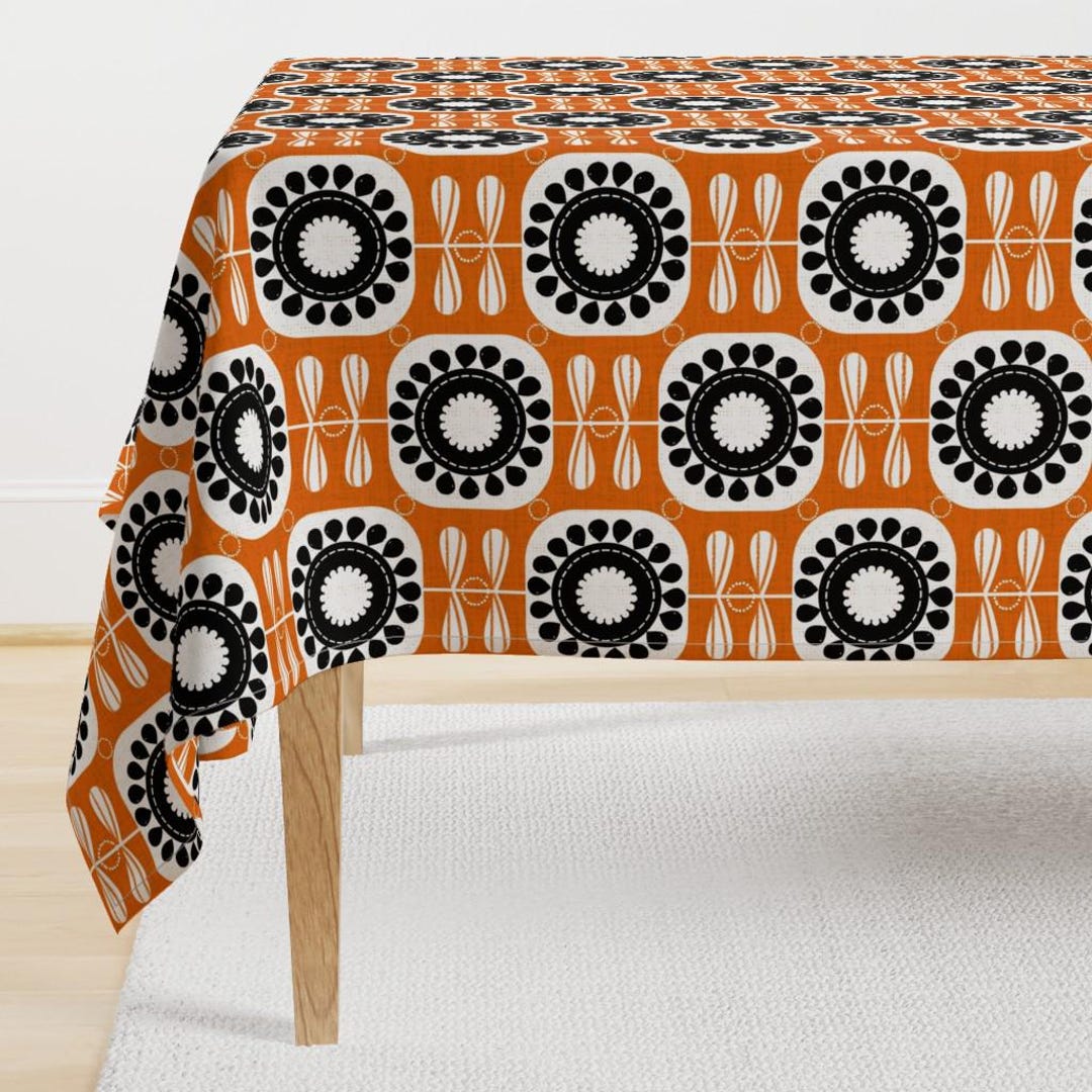 Mid Century Modern Tablecloth - Scandi Flower Essence by Ottomanbrim ...