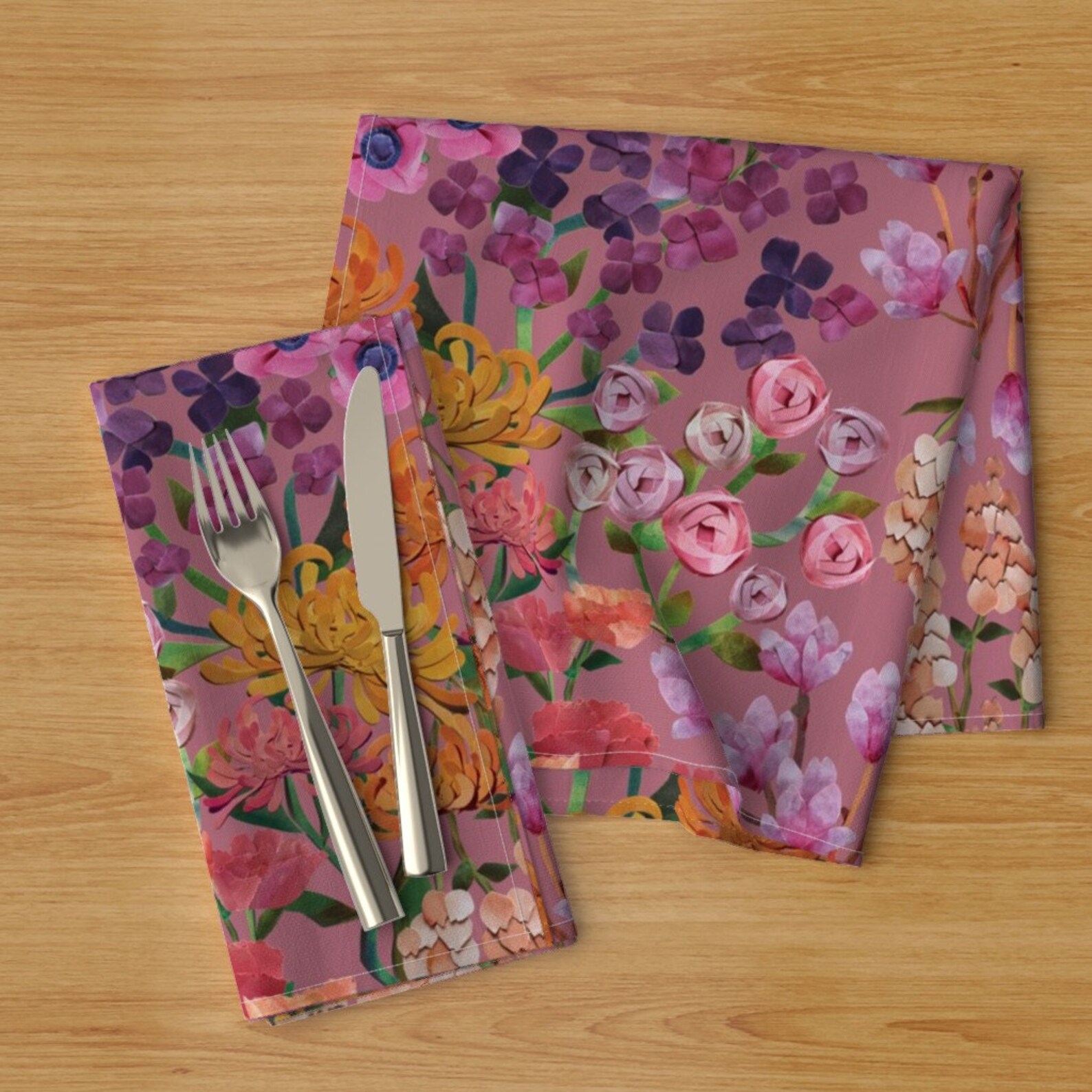 Pink Floral Garden Dinner Napkins set of 2 Paper Cut | Etsy