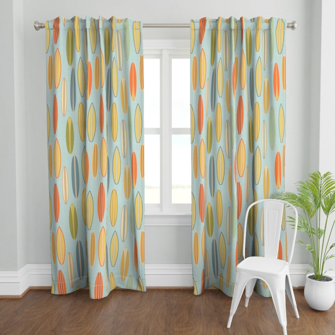 Surfing Curtain Panel Vintage Surfboards by Theodesign - Etsy