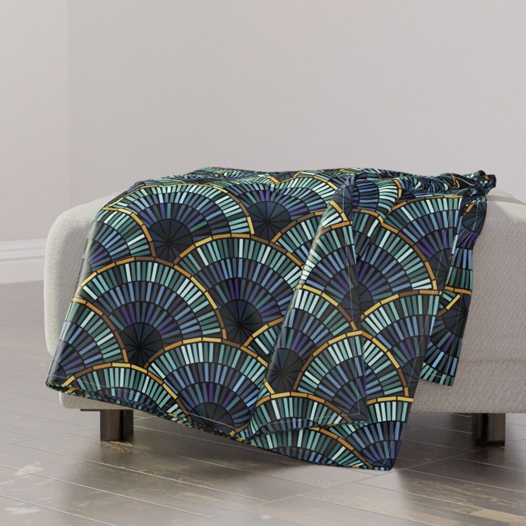 Art Deco Scallops Throw Blanket - Art Deco Bugle Beads by Sveta_aho ...