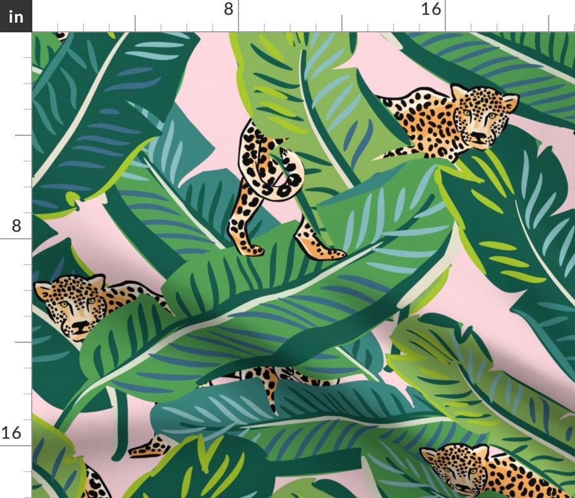 Jungle Sheets Cheetah & Tropical Leaves on Pink by Shopcabin | Etsy