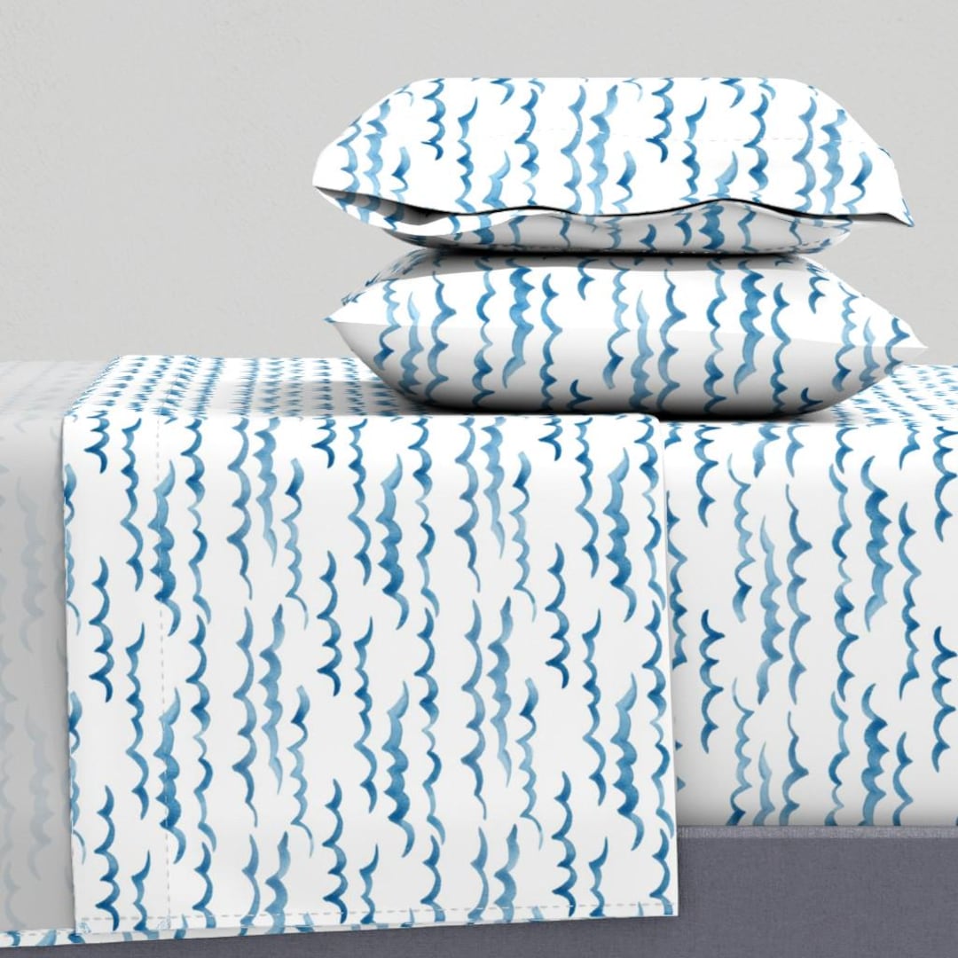 Coastal Sheets - Ocean Waves by Houseintheorchard - Watercolor Ocean ...