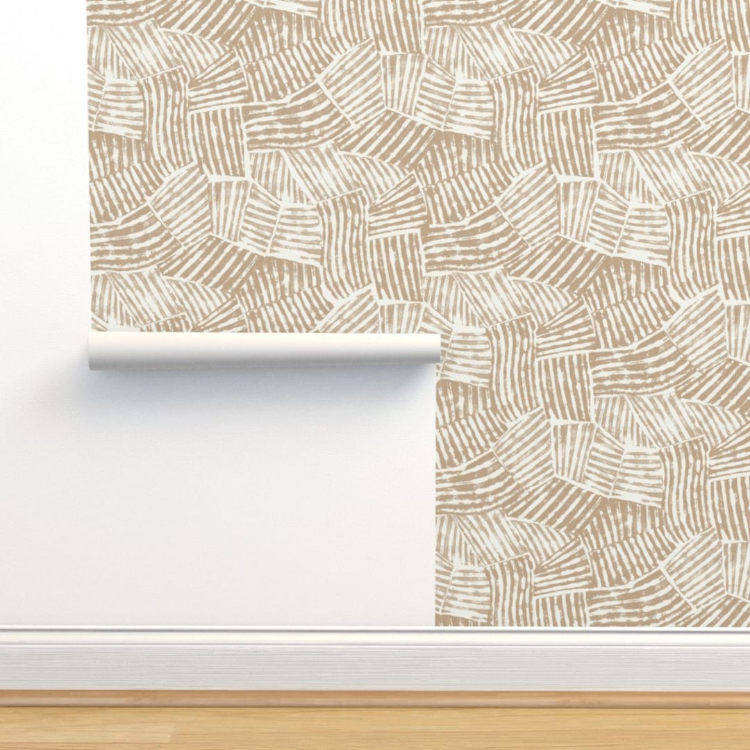 Tan Brushstroke Non-pasted Wallpaper Rustic Modern Abstract - Abstract ...